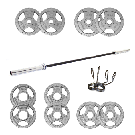 Body Power 97.5kg Cast Iron Tri-Grip Olympic Weight Set